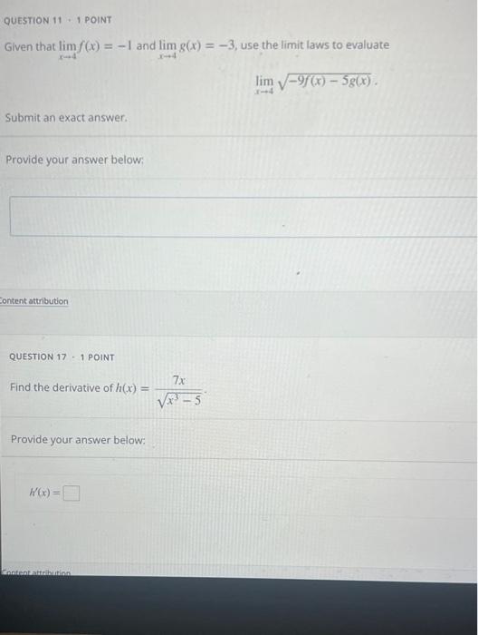 Solved Given That Limx→4f X −1 And Limx→4g X −3 Use The