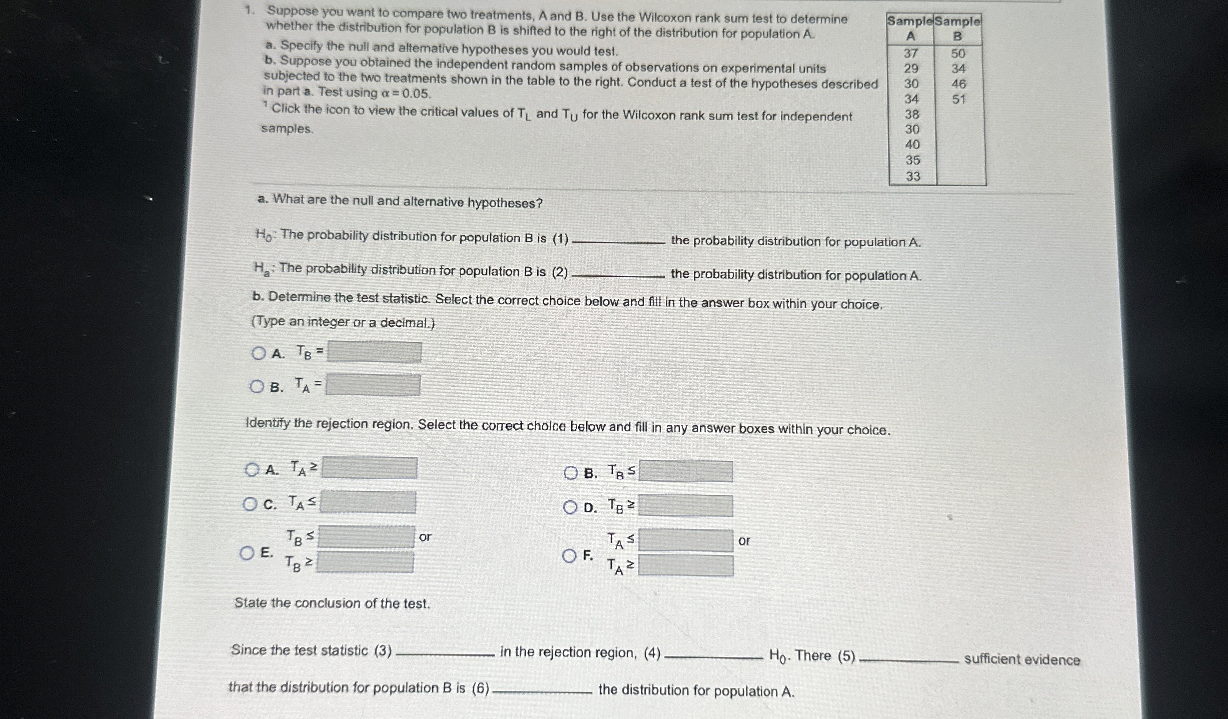 Suppose you want to compare two treatments, A and B. | Chegg.com