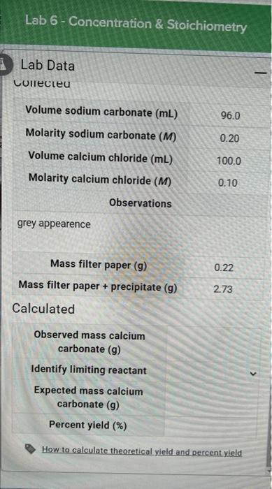 Solved Lab 6 - Concentration \& Stoichiometry Lab Data | Chegg.com