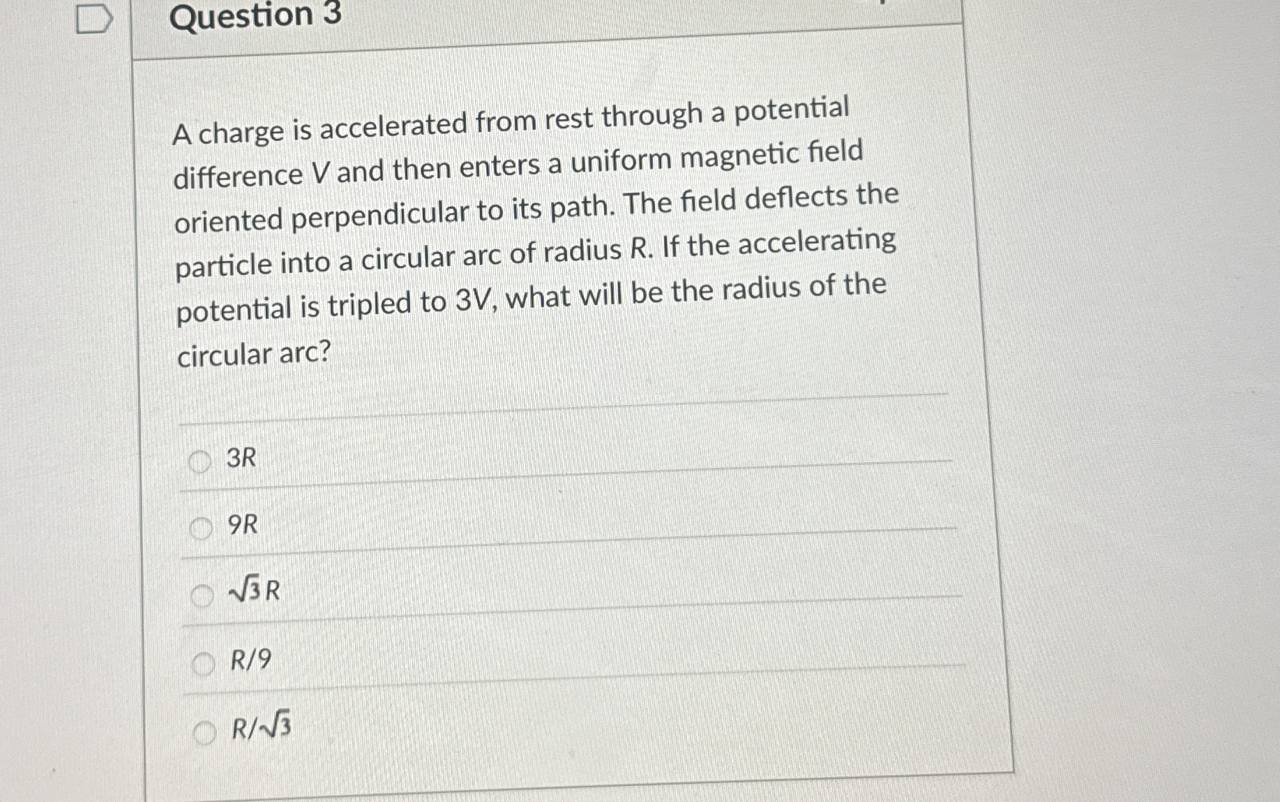 Solved Question 3A charge is accelerated from rest through a | Chegg.com