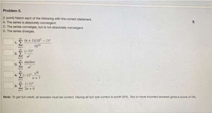 Solved Problem 5. (1 point) Match each of the following with | Chegg.com