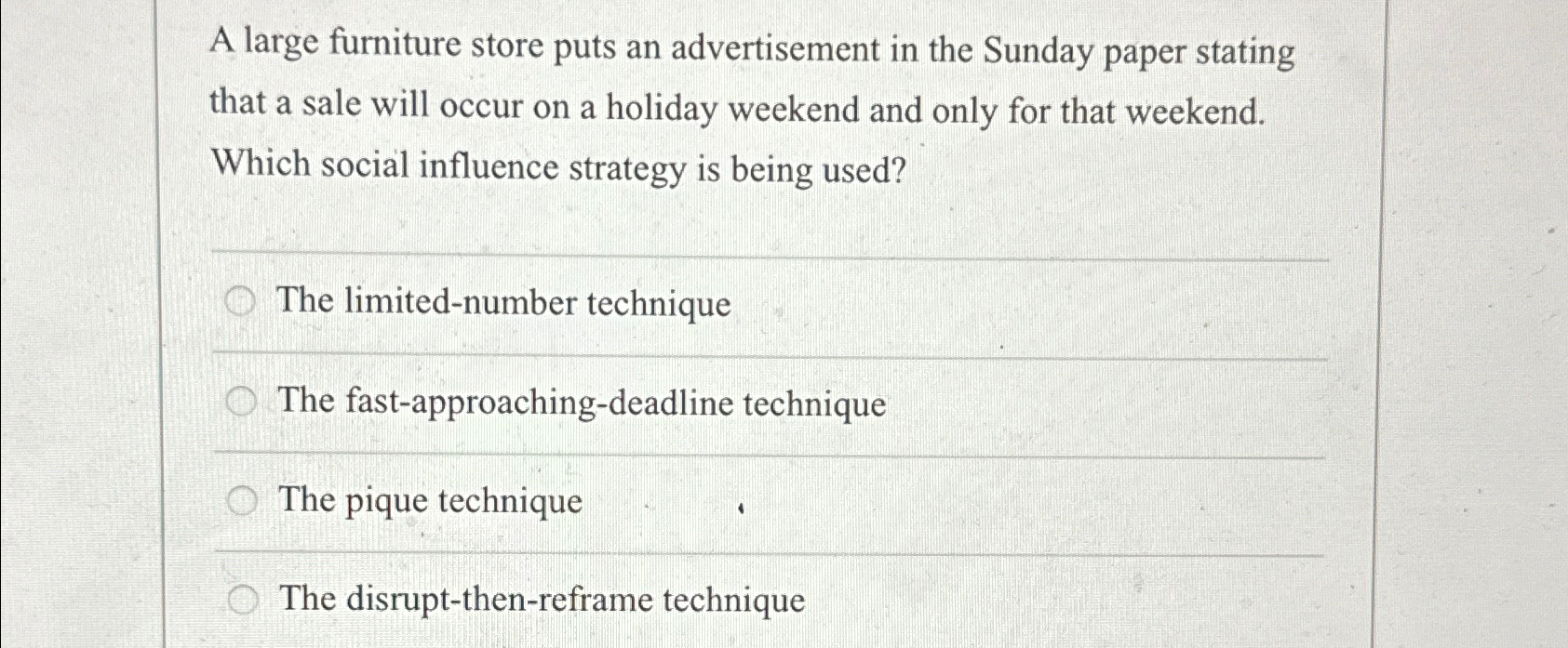 Solved A large furniture store puts an advertisement in the | Chegg.com