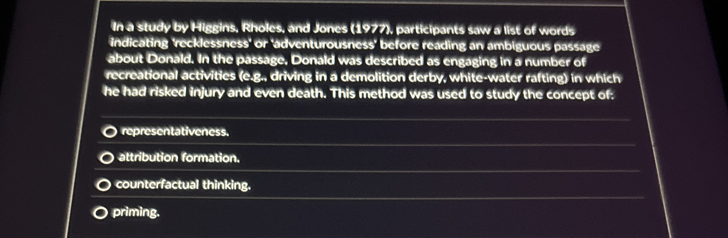 Solved In a study by Hlsgins, Rholes, and Jones (1977), | Chegg.com