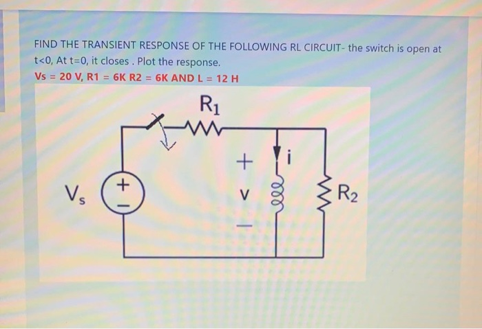 Solved FIND THE TRANSIENT RESPONSE OF THE FOLLOWING RL | Chegg.com