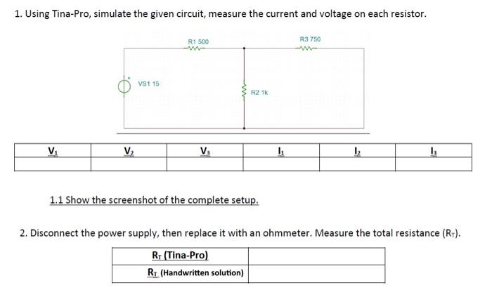 Solved 1. Using Tina-Pro, simulate the given circuit, | Chegg.com