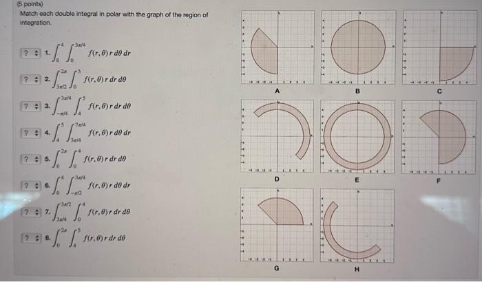 Solved (5 points) Match each double integral in polar with | Chegg.com