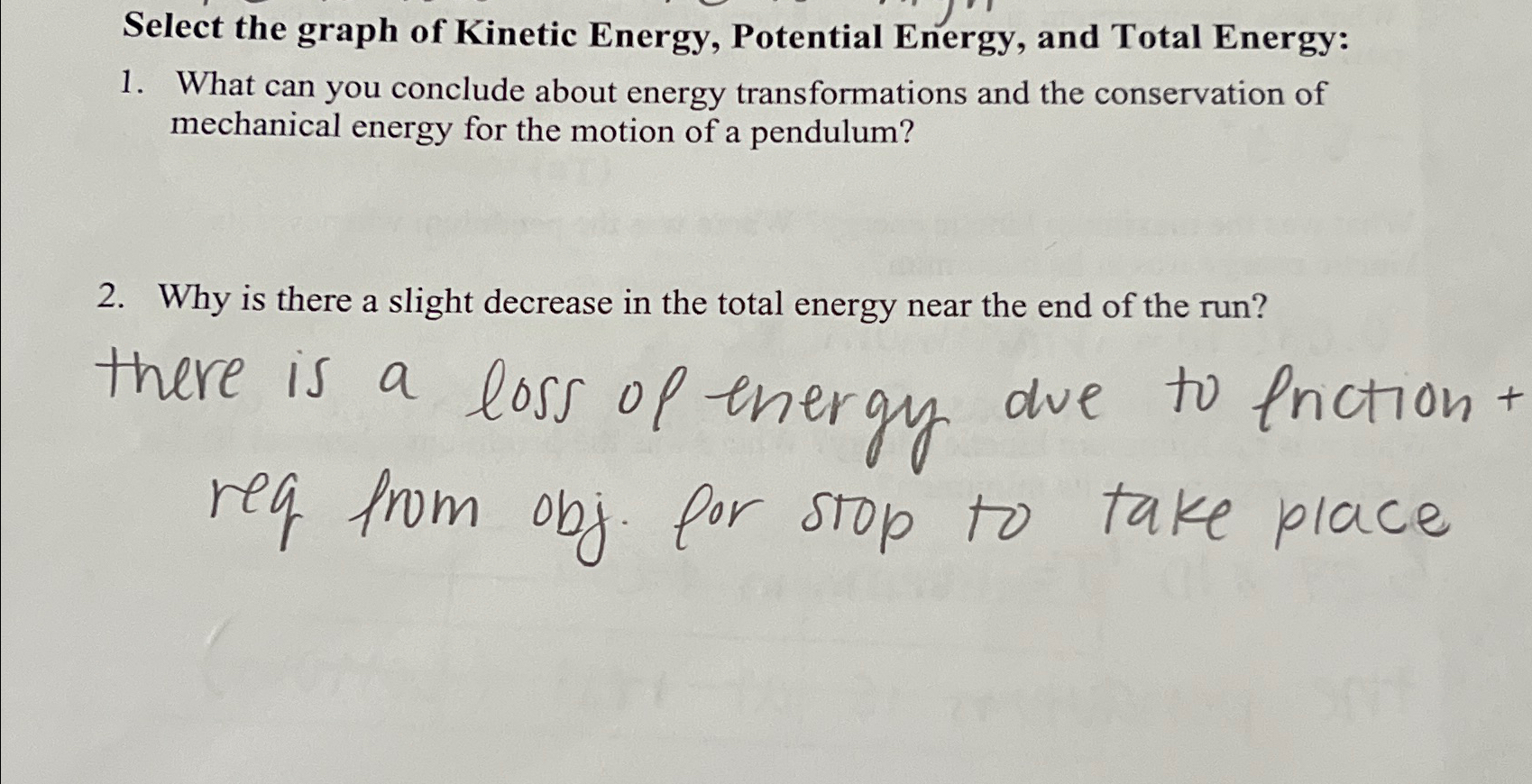 Solved Select the graph of Kinetic Energy, Potential Energy, | Chegg.com