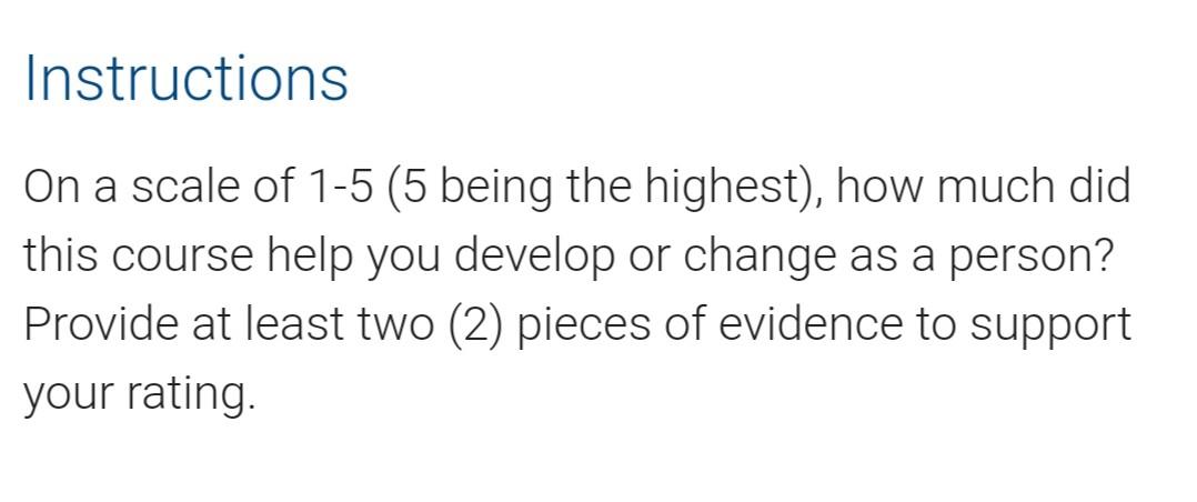 Solved Instructions On a scale of 1-5 (5 being the highest), | Chegg.com