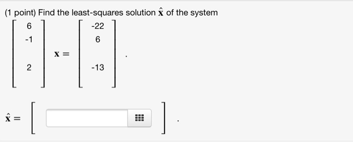 Solved (1 point) (a) Find the least-squares solution X of | Chegg.com