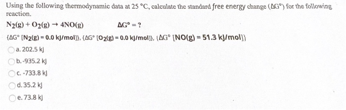 Solved Using the following thermodynamic data at 25 °C, | Chegg.com