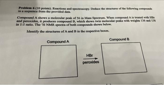 Solved Problem 6 (10 points). Reactions and spectroscopy. | Chegg.com