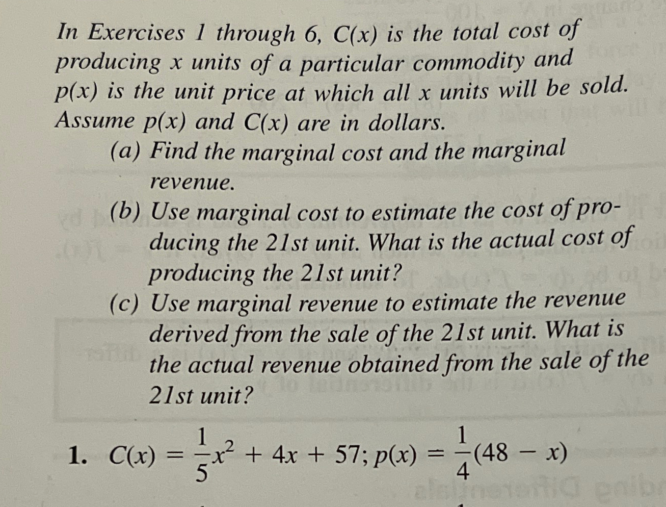 Solved In Exercises 1 ﻿through 6, C(x) ﻿is the total cost of | Chegg.com