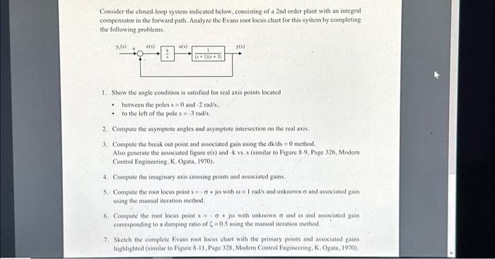 Solved Consider the closed-loop system indicated below, | Chegg.com