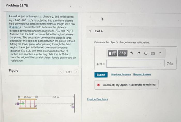 Solved A small object with mass m, charge q, and initial | Chegg.com