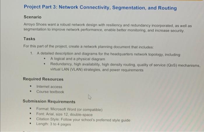 Solved Project Part 3: Network Connectivity, Segmentation, | Chegg.com