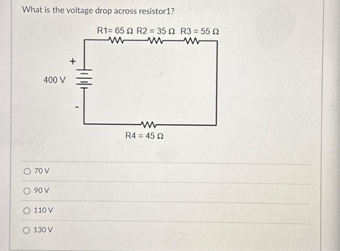 Solved What is the voltage drop across resistor 1 ? 70 V 90 | Chegg.com