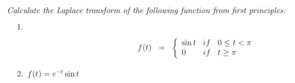 Solved 3.3Calculate the Laplace transform of the following | Chegg.com