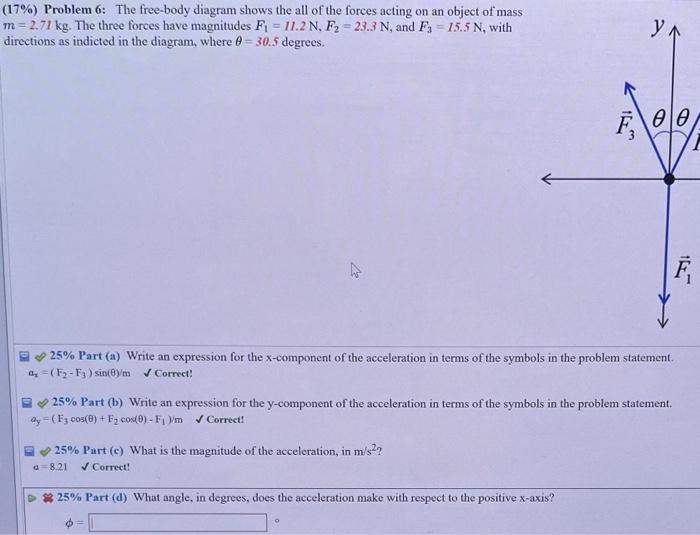 Solved 17 Problem 6 The Free Body Diagram Shows The All
