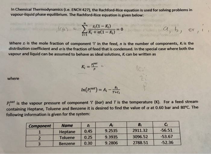 Solved In Chemical Thermodynamics (ie. ENCH 427), the | Chegg.com