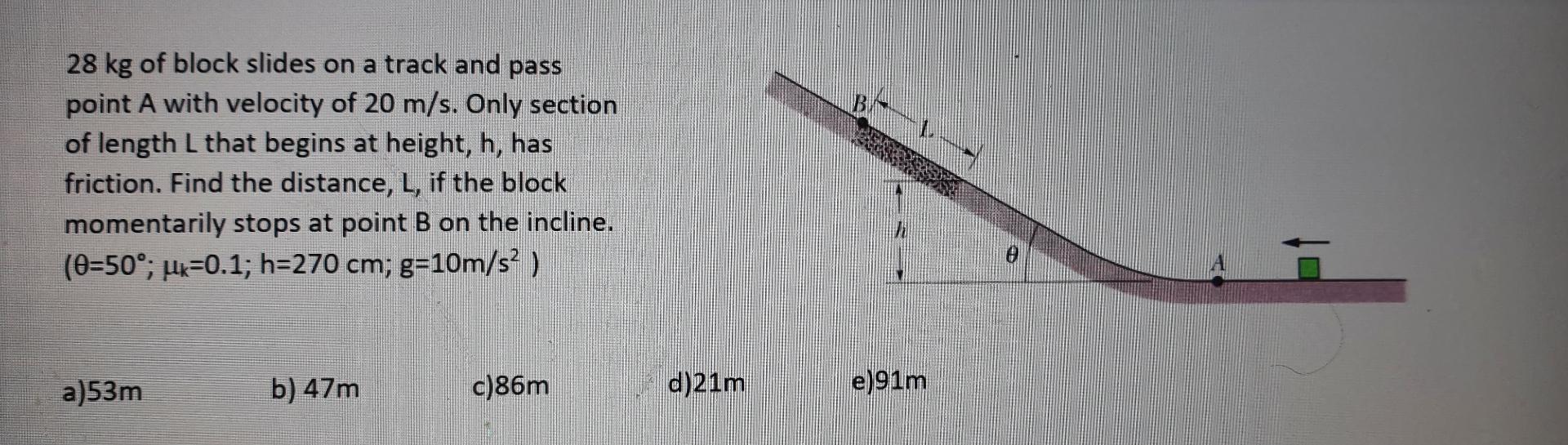 Solved 28kg ﻿of block slides on a track and pass point A | Chegg.com