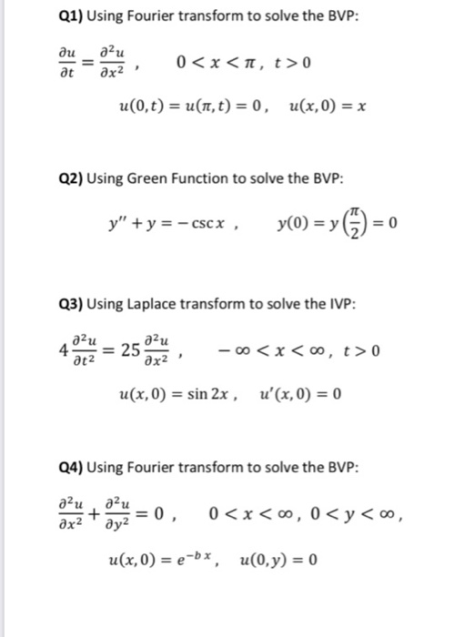 Solved Q1) Using Fourier transform to solve the BVP: au au | Chegg.com