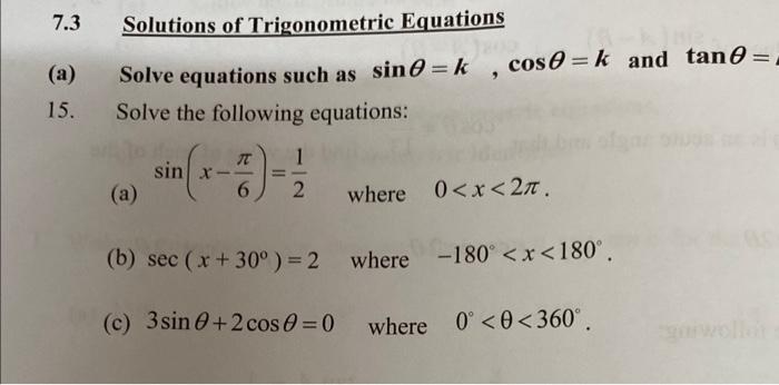 Solved 3sinθ+2cosθ=07.3 Solutions of Trigonometric Equations | Chegg.com