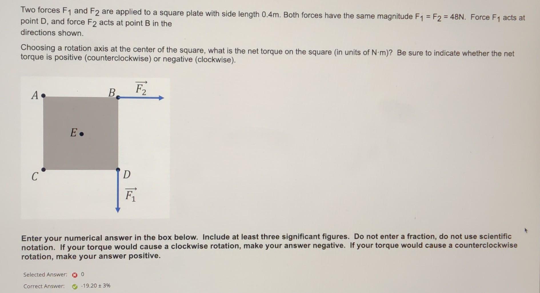 Solved Two forces F1 and F2 are applied to a square plate | Chegg.com