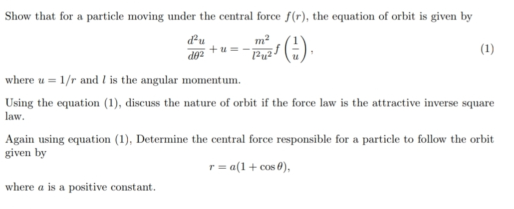 Solved Show that for a particle moving under the central | Chegg.com