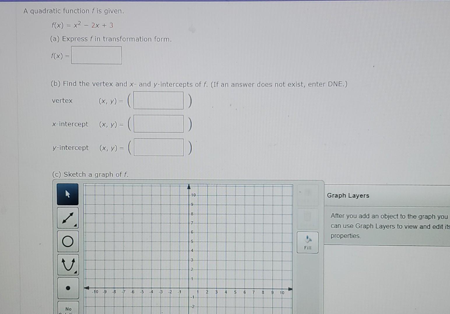Solved A quadratic function f is given. f(x)=x2−2x+3 (a) | Chegg.com