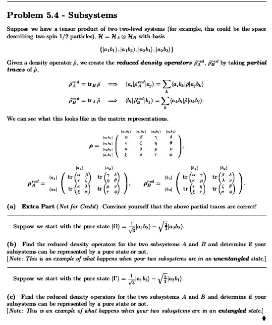 Solved Problem 5.4 - Subsystems Suppose describing two | Chegg.com