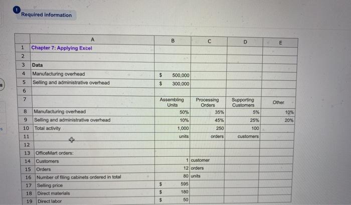 Solved Required information B C D E 1 А Chapter 7: Applying | Chegg.com