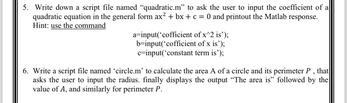 Solved Steps for Write down a script file named | Chegg.com