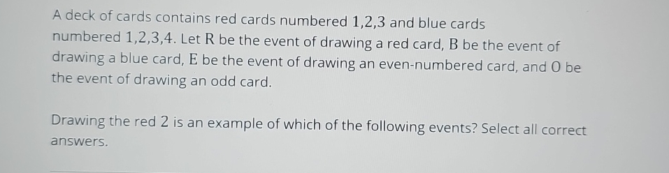 Solved A deck of cards contains red cards numbered 1,2,3 and | Chegg.com