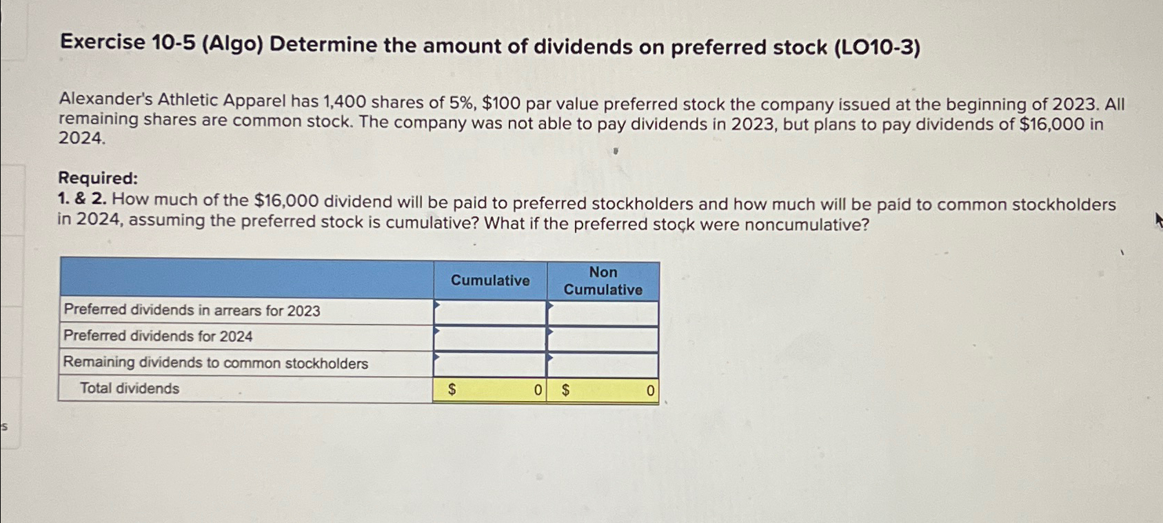 Solved Exercise 10-5 (Algo) ﻿Determine the amount of | Chegg.com
