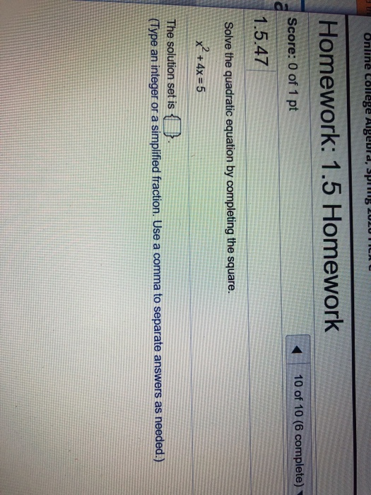 Solved Homework 1 5 Homework Score 0 Of 1 Pt 5 Of 10 6