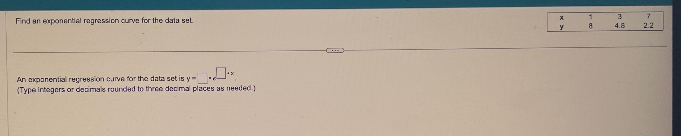 Solved Find an exponential regression curve for the data | Chegg.com