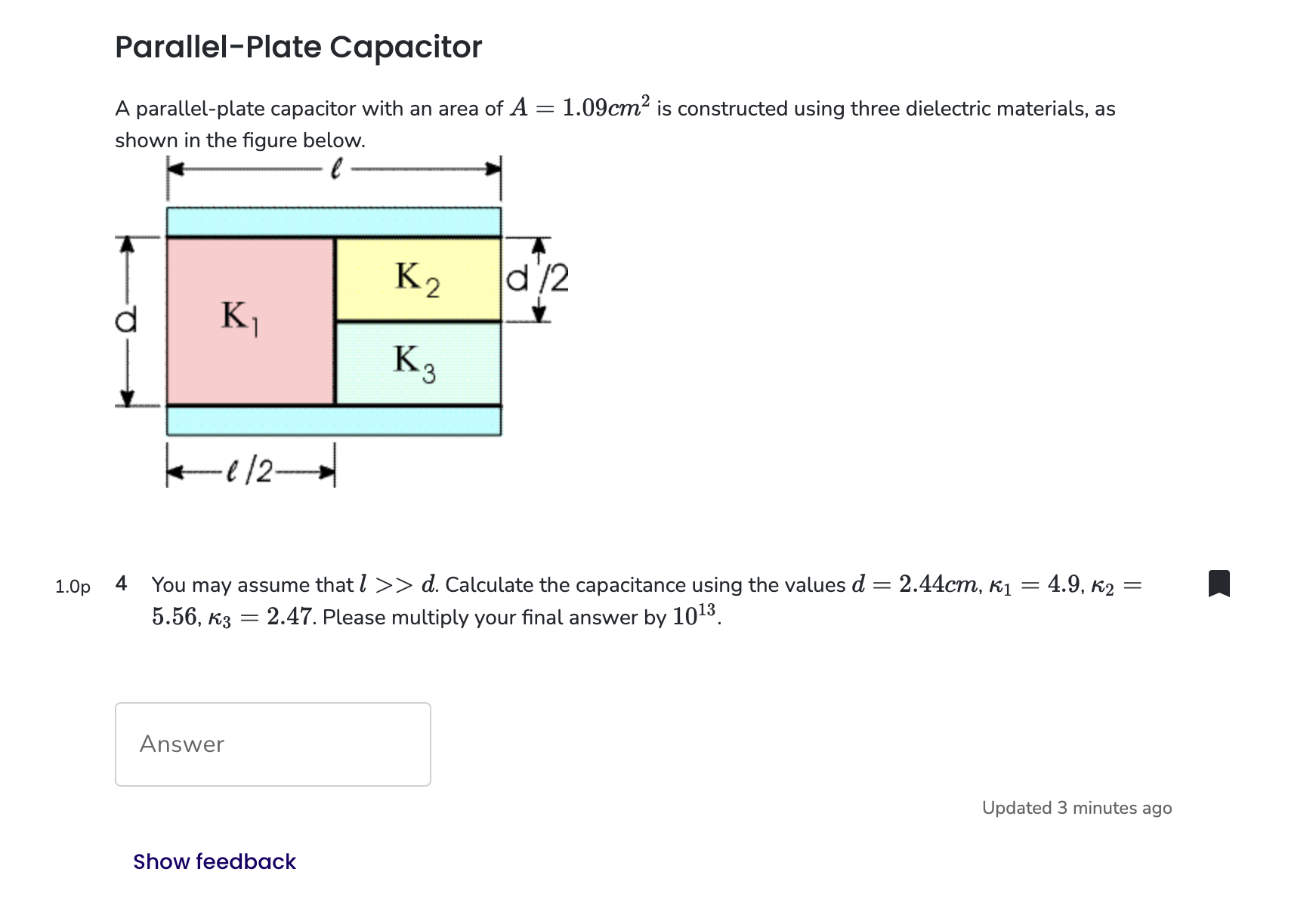 Solved Parallel-Plate CapacitorA parallel-plate capacitor | Chegg.com