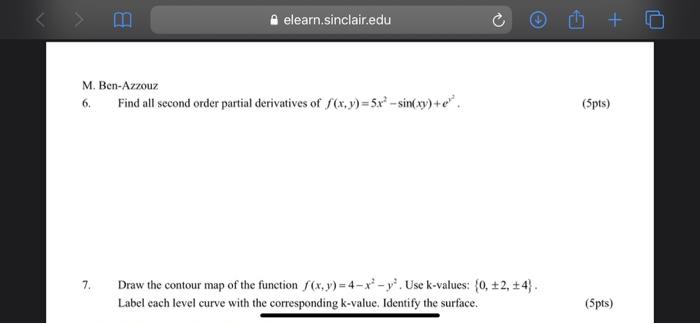 Solved I B elearn.sinclair.edu + 2 M. Ben-Azzouz 6. Find all | Chegg.com
