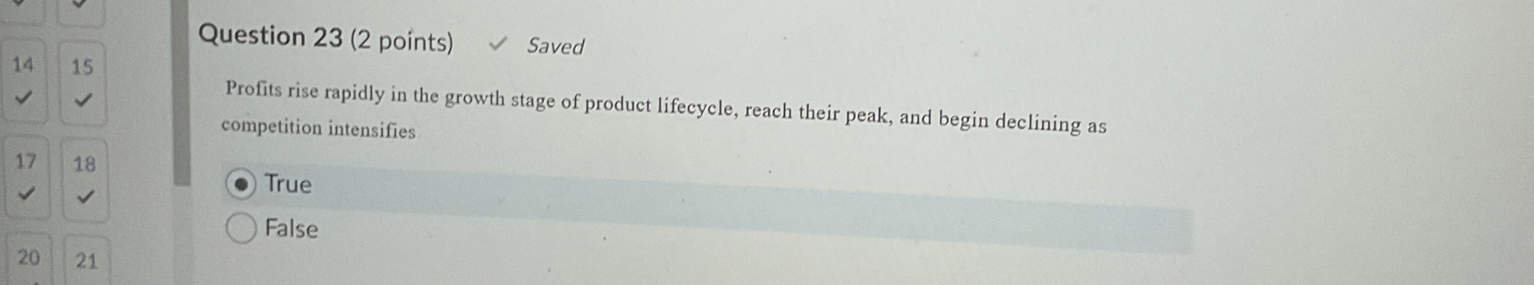 Solved Question 23 (2 ﻿points) ﻿Saved14,15Profits rise | Chegg.com