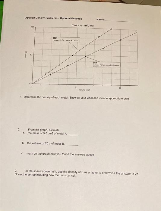 Solved Applied Density Problems - Optional Exceeds Name: | Chegg.com