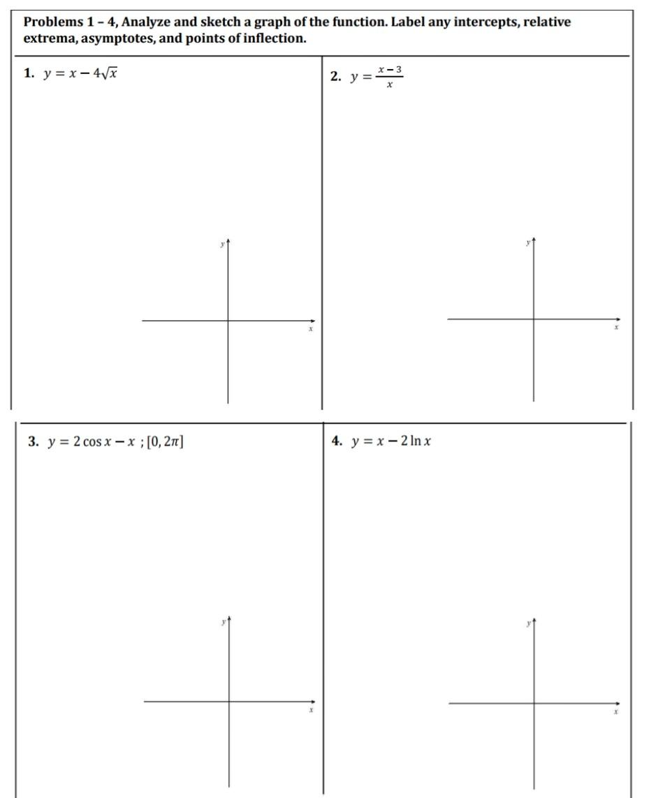 Solved Problems 1-4, Analyze and sketch a graph of the | Chegg.com