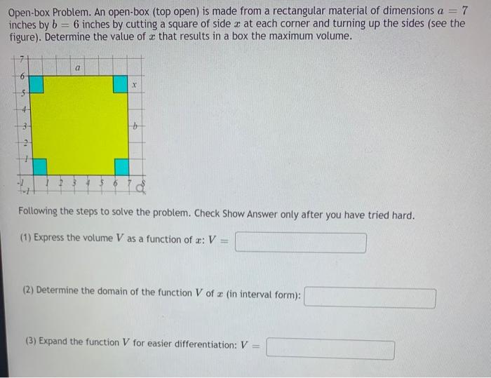 Solved Open-box Problem. An open-box (top open) is made from | Chegg.com