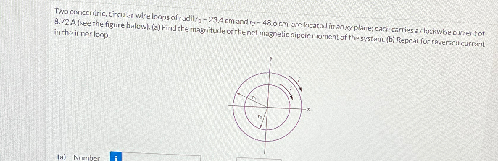Solved Two concentric, circular wire loops of radii | Chegg.com