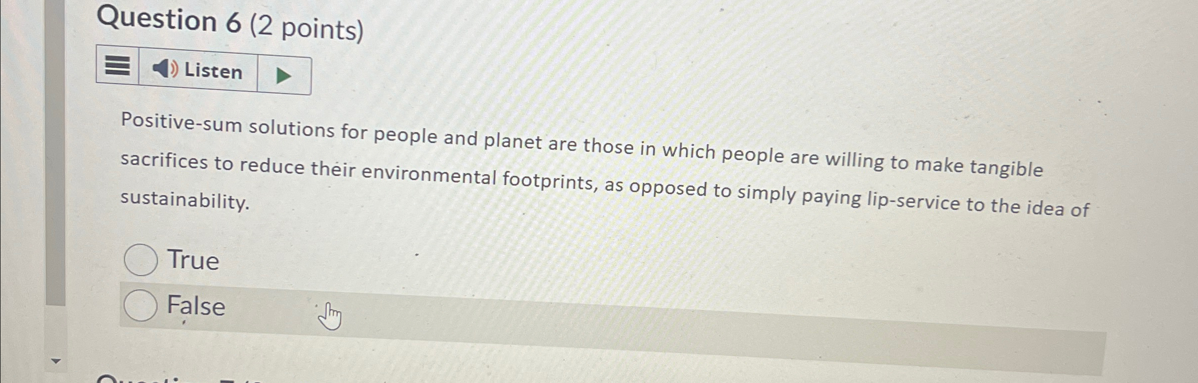 Solved Question 6 (2 ﻿points)ListenPositive-sum solutions | Chegg.com