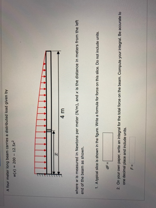Solved A four meter long beam carries a distributed load | Chegg.com