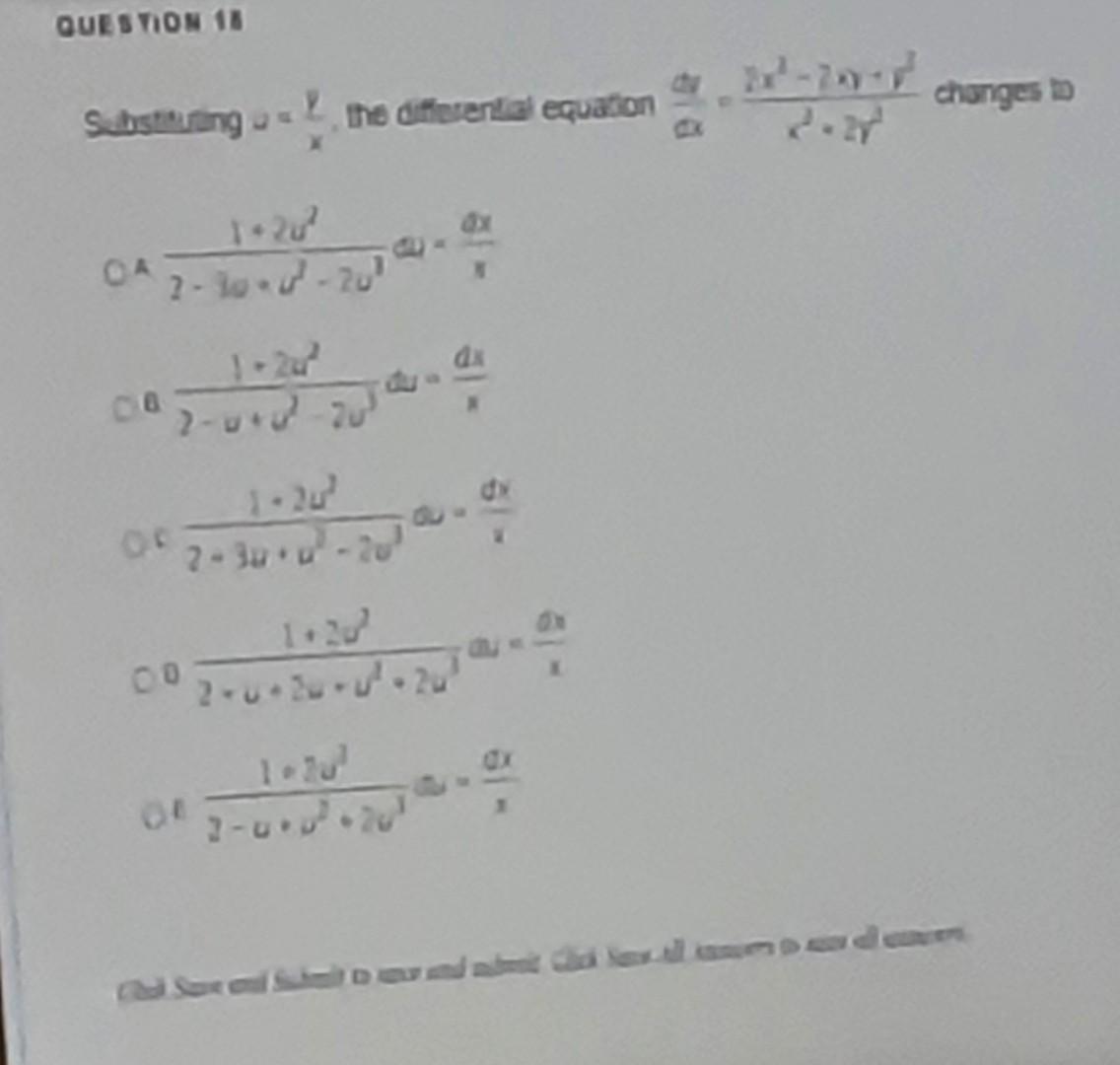 Solved QUESTION 18 changes to Substating the differential | Chegg.com