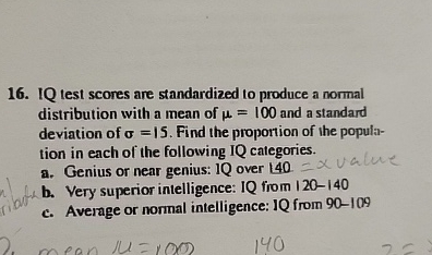 IQ test scores are standardized to produce a normal | Chegg.com