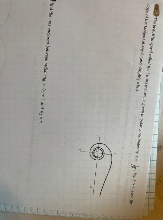 Solved The beautiful spiral called the Lituus (below) is | Chegg.com