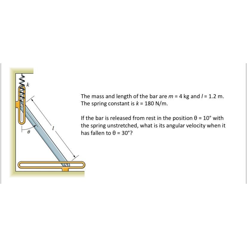 The mass and length of the bar are m=4kg ﻿and l=1.2m. | Chegg.com