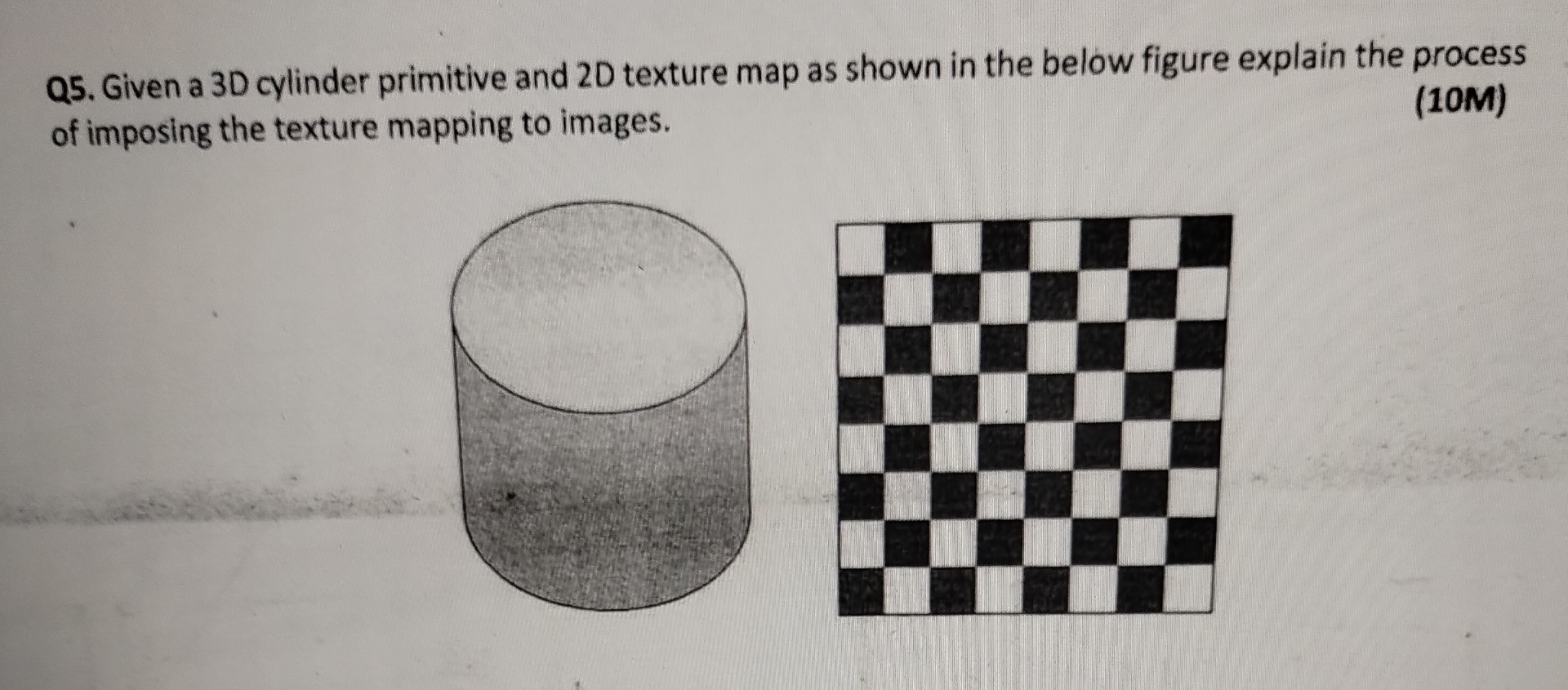 Solved Q5. ﻿Given a 3D cylinder primitive and 2D texture map | Chegg.com